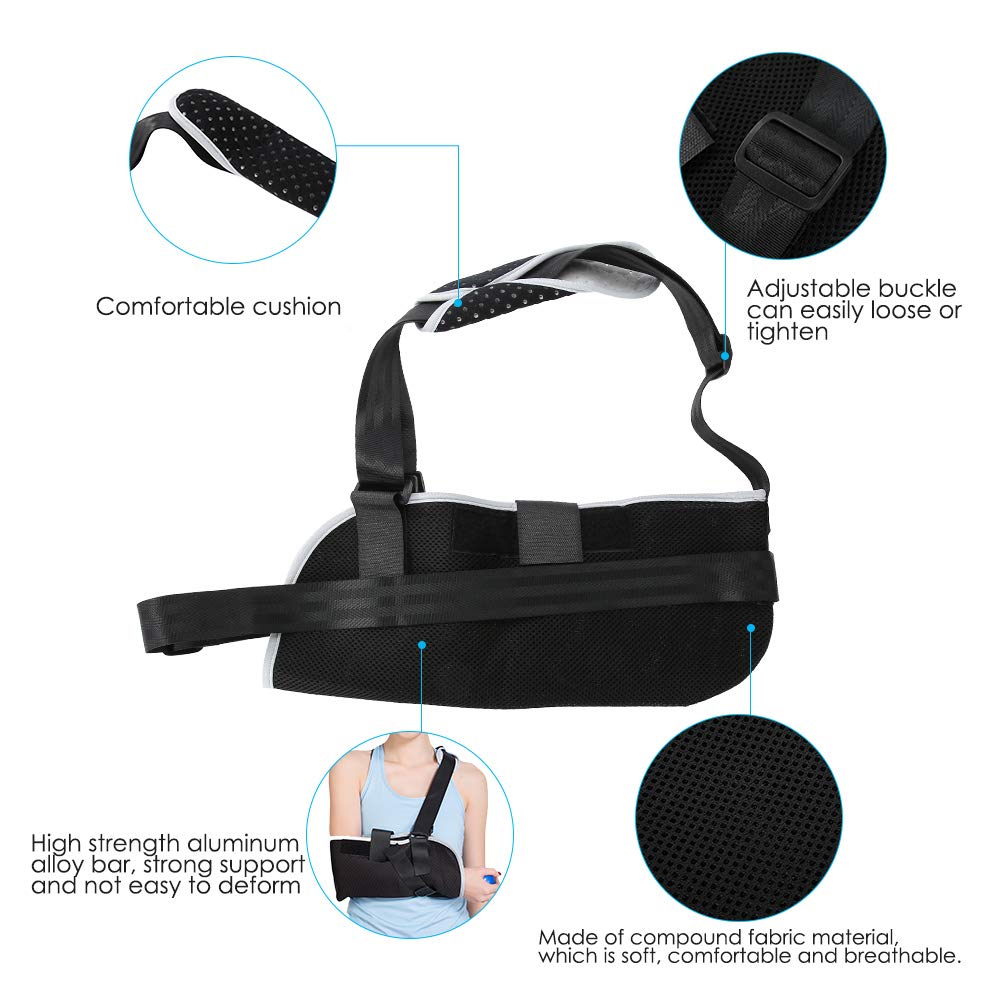 Antilog Shoulder Sling,Breathable Mesh Sling with Waist Strap,for Broken Arm,Wrist,Elbow,Shoulder Injury Pain Reduce and Support,Adjustable Arm Support Strap for Broken Arm