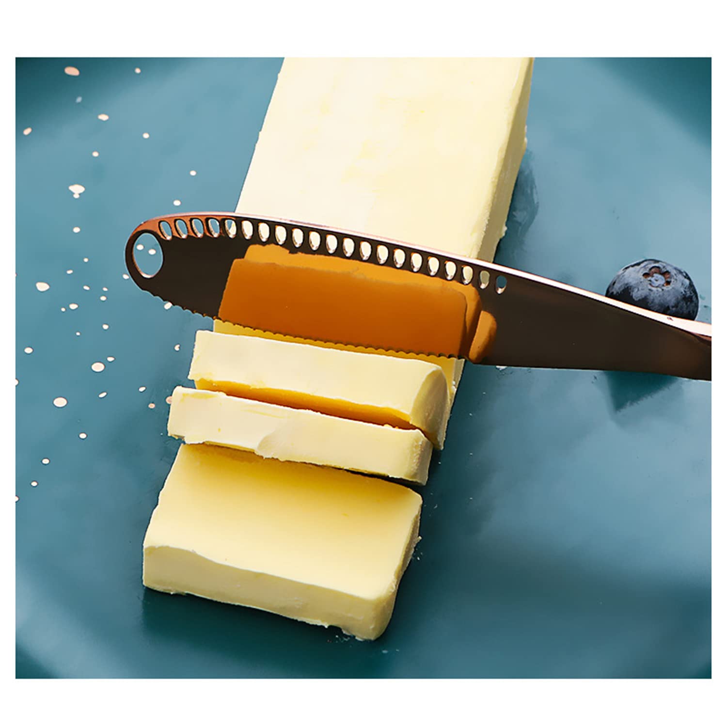 Qishing Stainless Steel Butter Spreader Knife ,Spreader Slicer and Butter Curler Knife with Serrated Edge for Cutting and Spreading Butter Cheese Jam,3 in 1 Kitchen Gadgets (2 pack)
