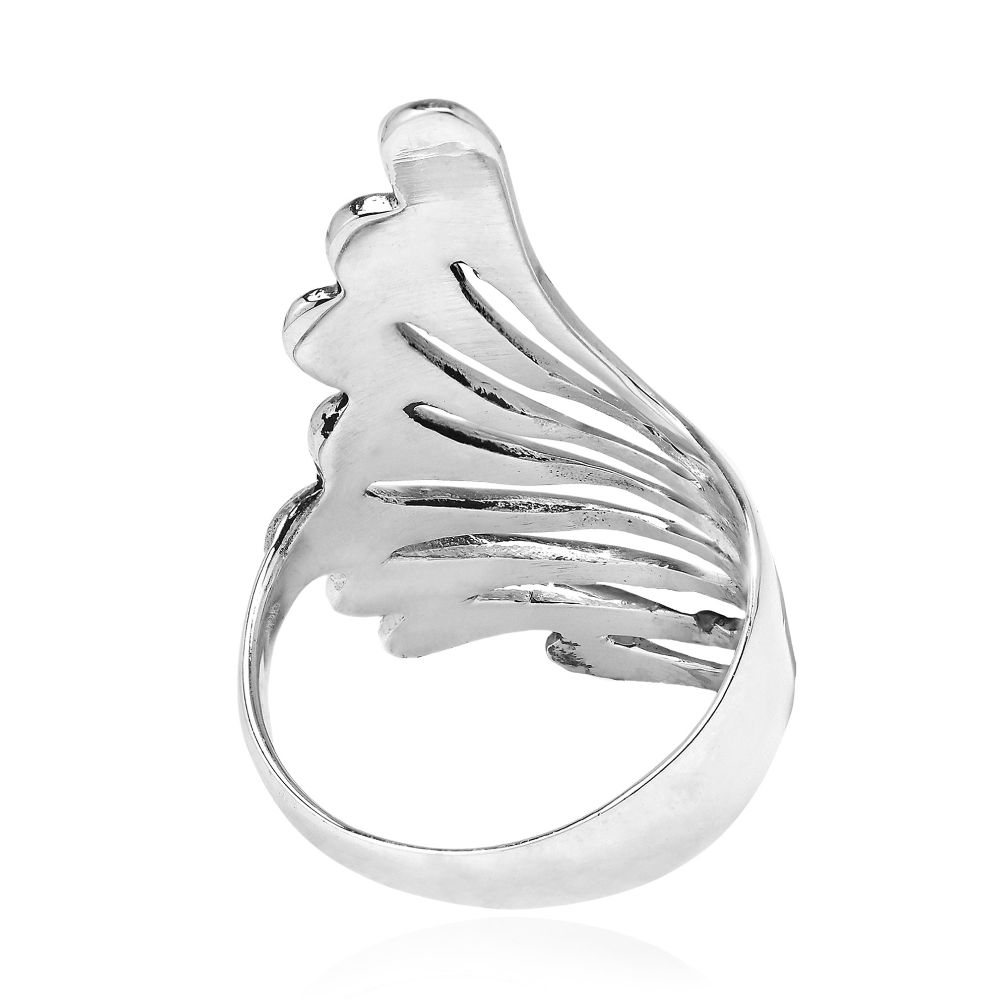 AeraVida Brilliant Peacock Feathers with Abalone Shell Inlays .925 Sterling Silver Ring (8)