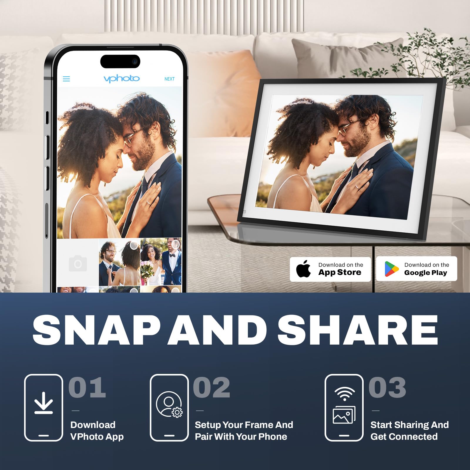 Arktronic 16.7 Inch Extra Large Digital Picture Frame WiFi 32GB, Electronic Photo Frame HD Touch Screen, Motion Sensor, Instantly Share Photos/Videos via App & Email, for Mom