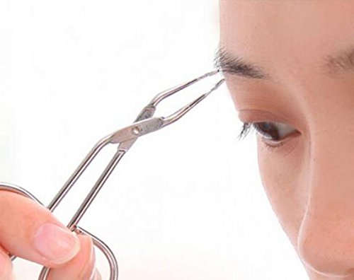 Luxxii (1 Pcs) Scissors Shaped Eyebrow Straight Tip (3 Pcs) Tweezers Clip Set - Flat, Slant, Point Tip Tweezers Hair Plucker for Hair and Eyebrows Personal Care (Silver Tone)
