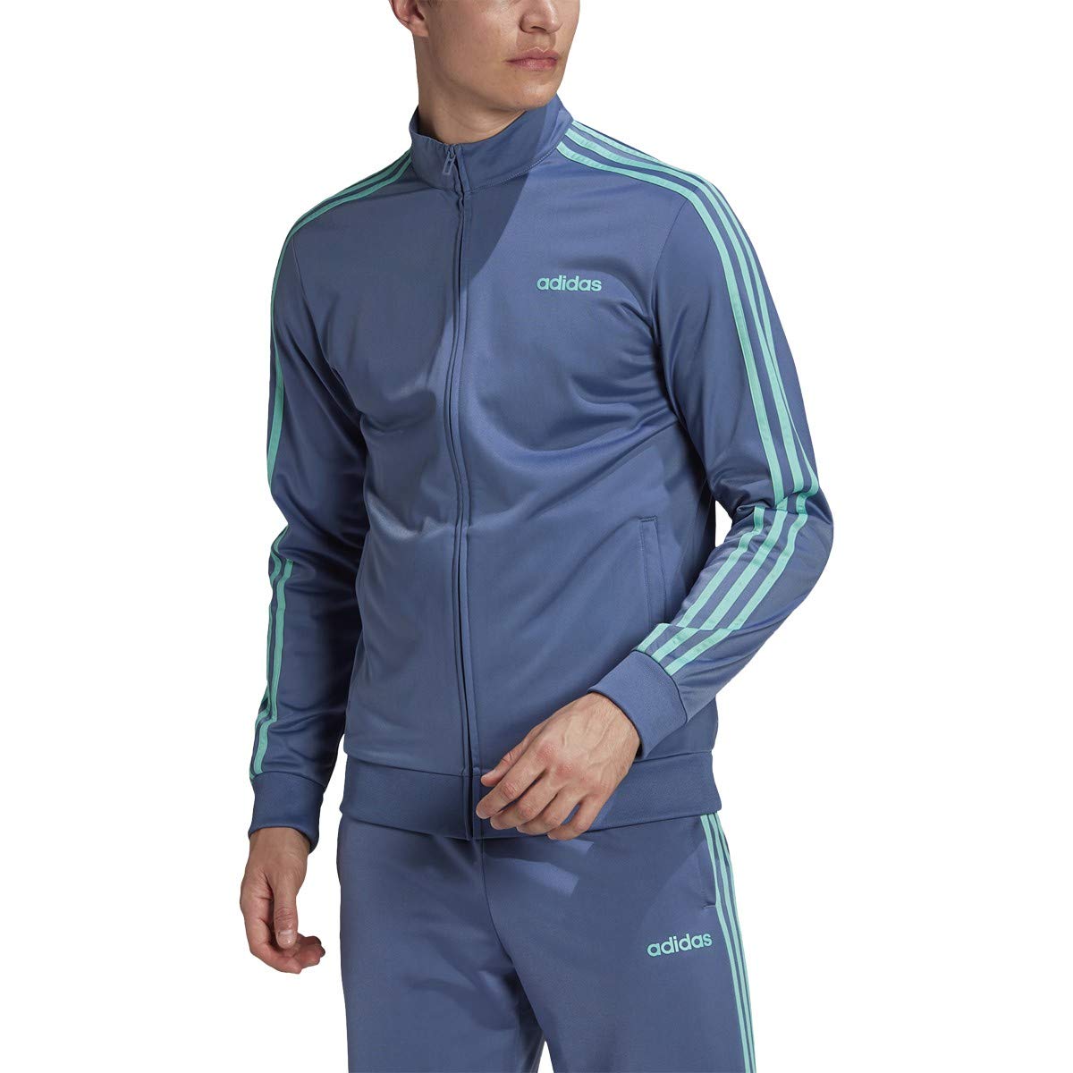 adidas mens Essentials 3-Stripes Tricot Track Jacket Black/Black Medium