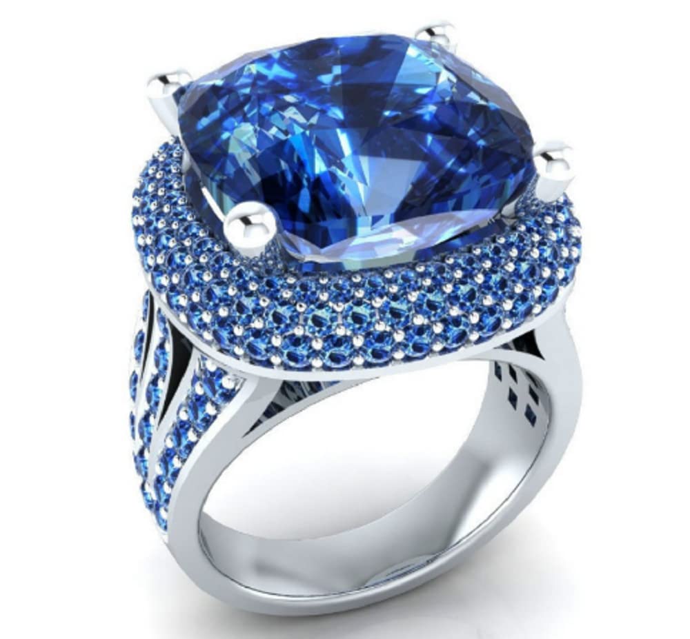 Awmnjtmgpw 925 Sterling Silver Cut Aquamarine cristobalite Zircon Zhenrong Inlaid Carat Blue Topaz Engagement Ring Size 6-10 (Size 8)