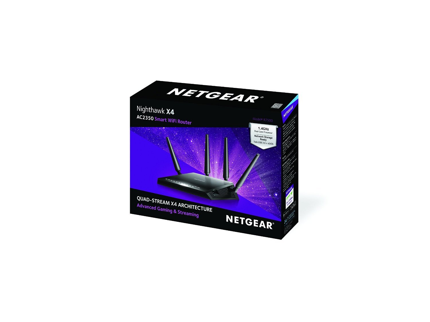 Netgear R7500-200NAS Nighthawk X4 Ultimate Gaming Router - AC2350 4X4 MU-MIMO Dual Band WiFi Gigabit Router (R7500v2) with Open Source Support. Compatible with Amazon Echo/Alexa