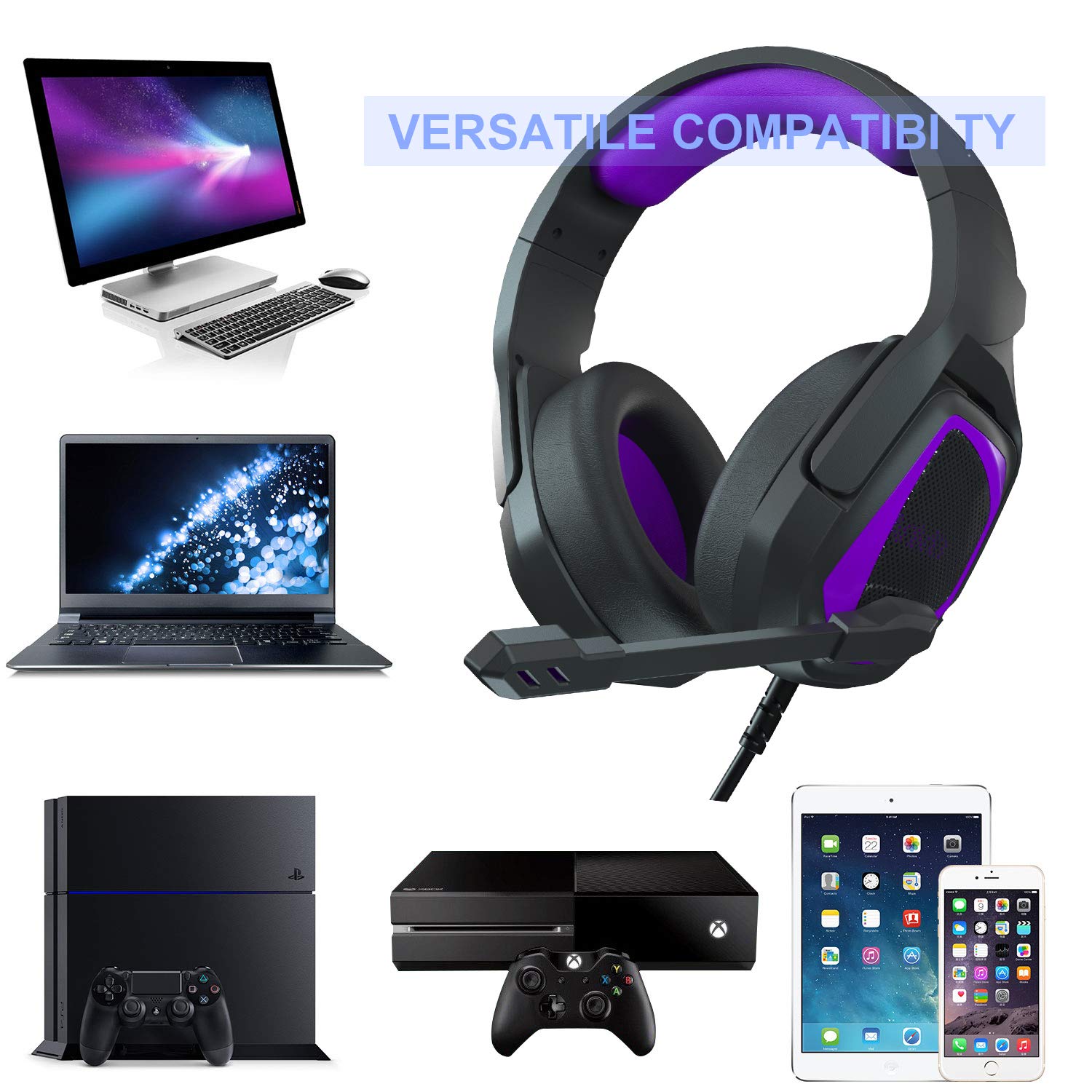 Anivia Stereo Gaming Headset for Xbox One PS4 PC - Surround Sound Over-Ear Headphones Anti-Noise Mic,Volume Control Laptop, Mac,Smartphone, iPad