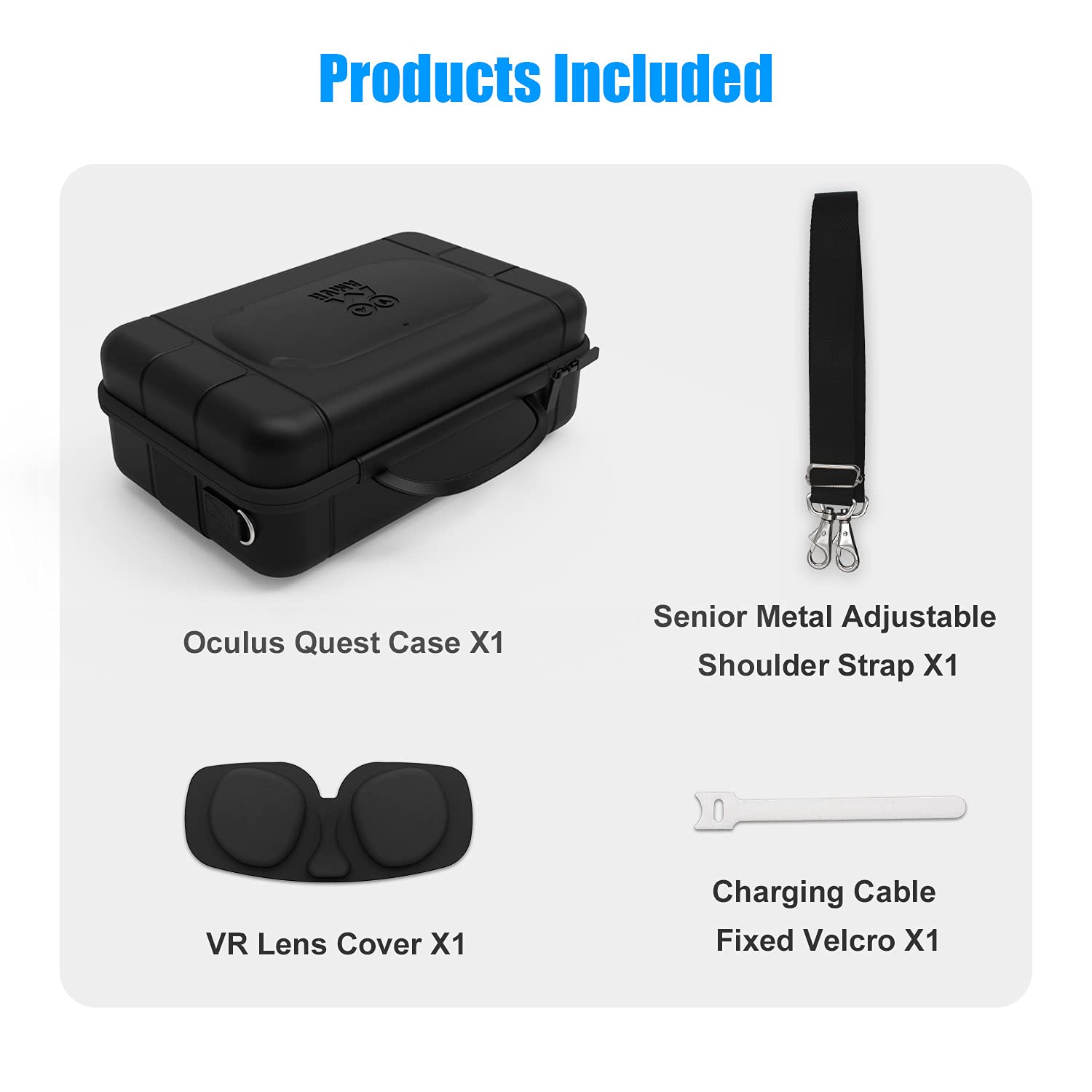 AMVR Leather Hard Carrying Case for Oculus Quest/Quest 2 VR Gaming Headset and Touch Controllers, Elite Strap Pad, Lightweight and Portable Travel Storage Bag for Quest 2 Accessories
