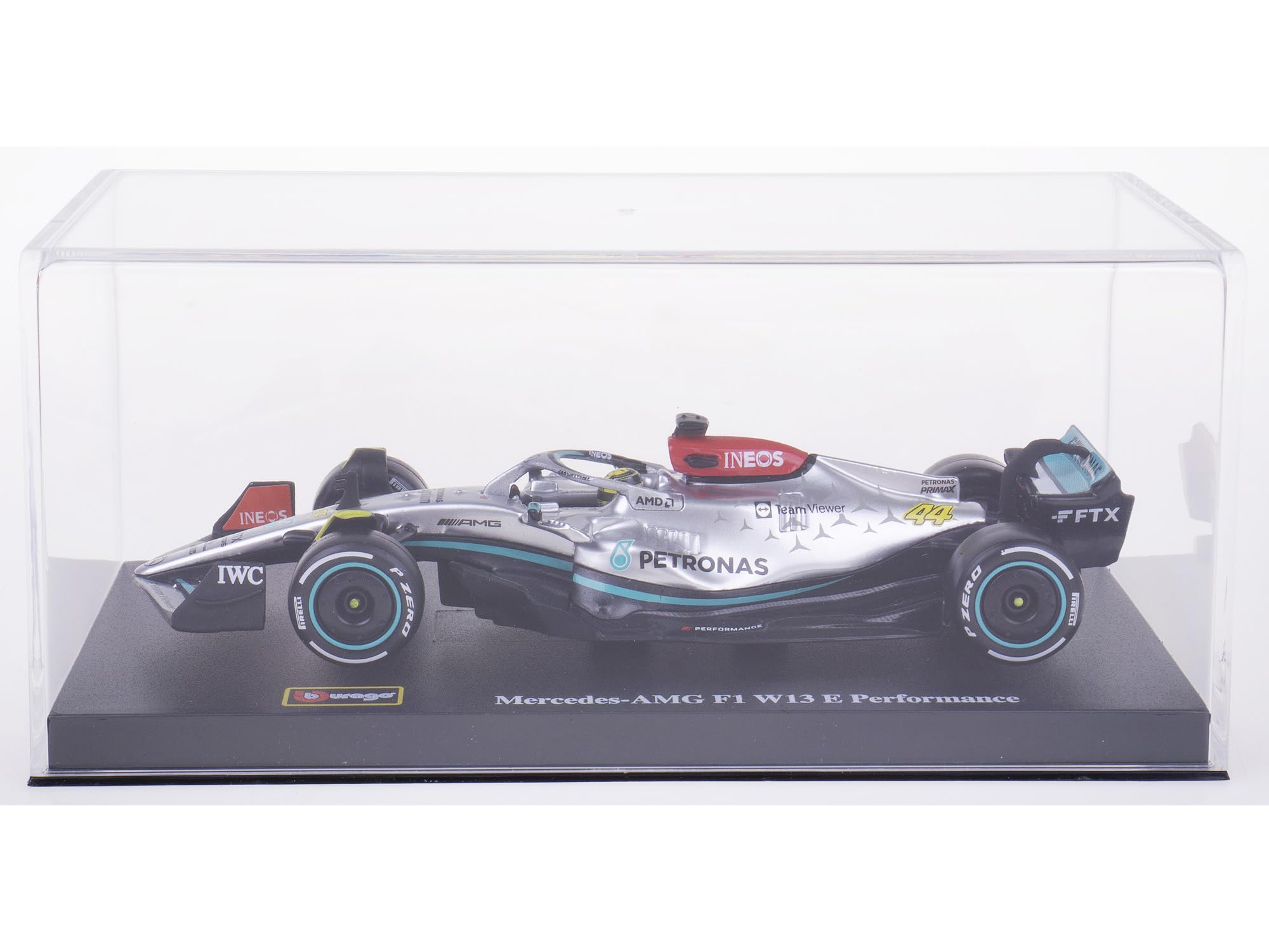 AMG F1 W13 E Performance #44 Lewis Hamilton F1 Formula One World Championship (2022) with Display Case 1/43 Diecast Model Car by Bburago 38066LH