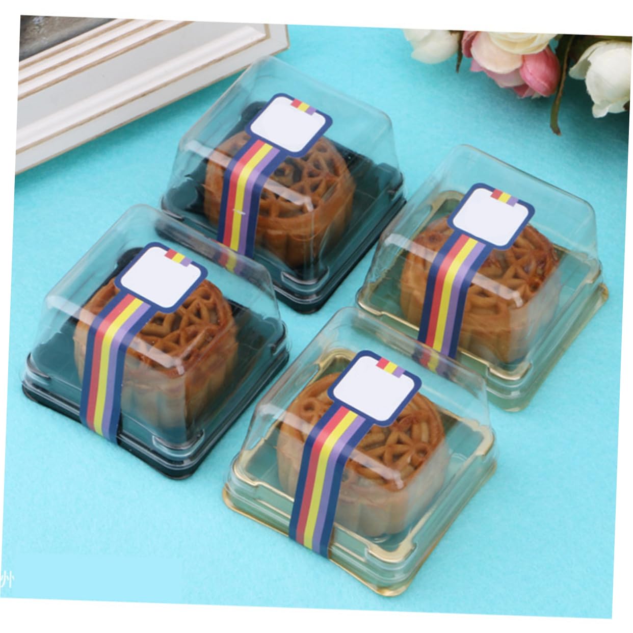 Abaodam 50 Pcs Boxes Cake Containers Disposable Containers Mini Cupcake Container Niang Tray Box