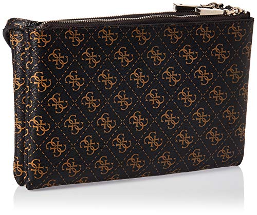 GUESS womens Naya Double Zip Crossbody, Brown, One Size US
