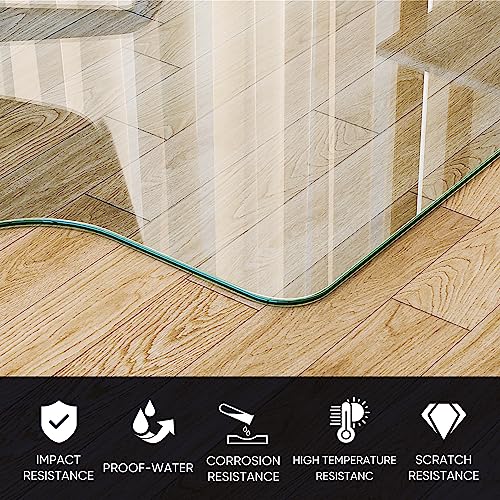 Antok Glass Chair Mat for Carpet, 36βx36β Tempered Glass Floor Mat for Office Chair on Carpet, 1/5" Thick Clear Computer Floor Mat for Rolling Chairs with 4 Anti-Slip Pads