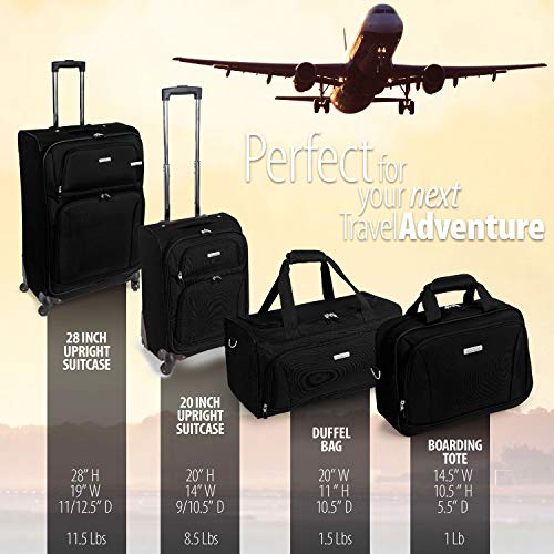 AMERICAN TOURISTER Premium 4 Piece Lightweight 1680D Set (20,28 Spinner, Boarding & Duffel) Black