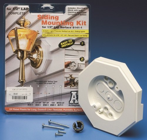 Arlington Industries FBA_8151-1 Arlington 8151-1 Lamp Mounting Kit with Built-in Box for 5/8 Inch Vertical Siding Lap, White