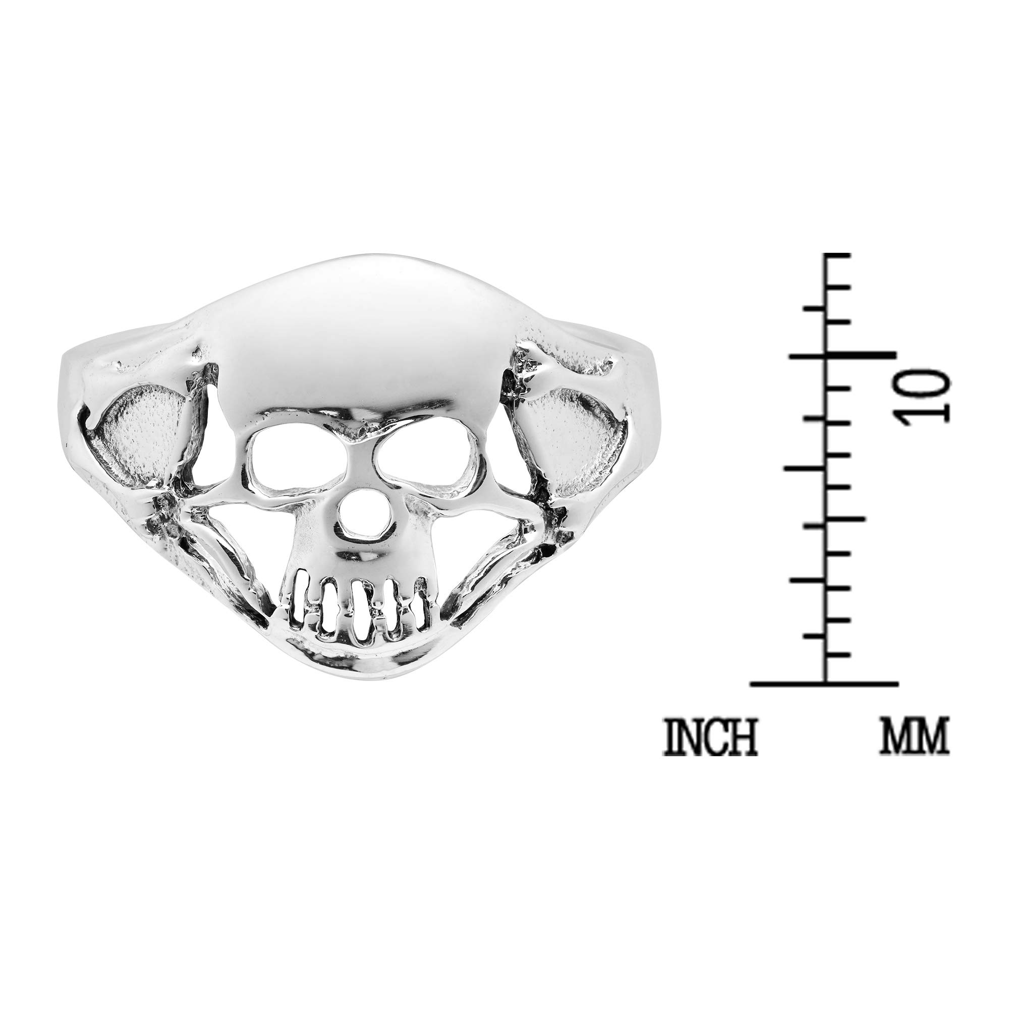 AeraVida Edgy Skull & Bones .925 Sterling Silver Ring, Halloween Skull Rings Women, Halloween Jewelry Gifts, Sterling Silver Ring Size 9