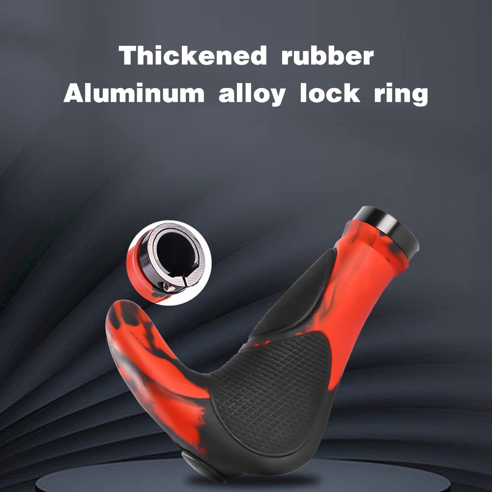 Bike Handlebar Grips,MoreChioce Non-Slip Rubber Handlebar Grip Lock on Grip Ergonomic Design Bicycle Grips Shock Absorbing Bike Handle Grips for Mountain Bike,Road Bike,Folding Bike,Red,Claw Shape