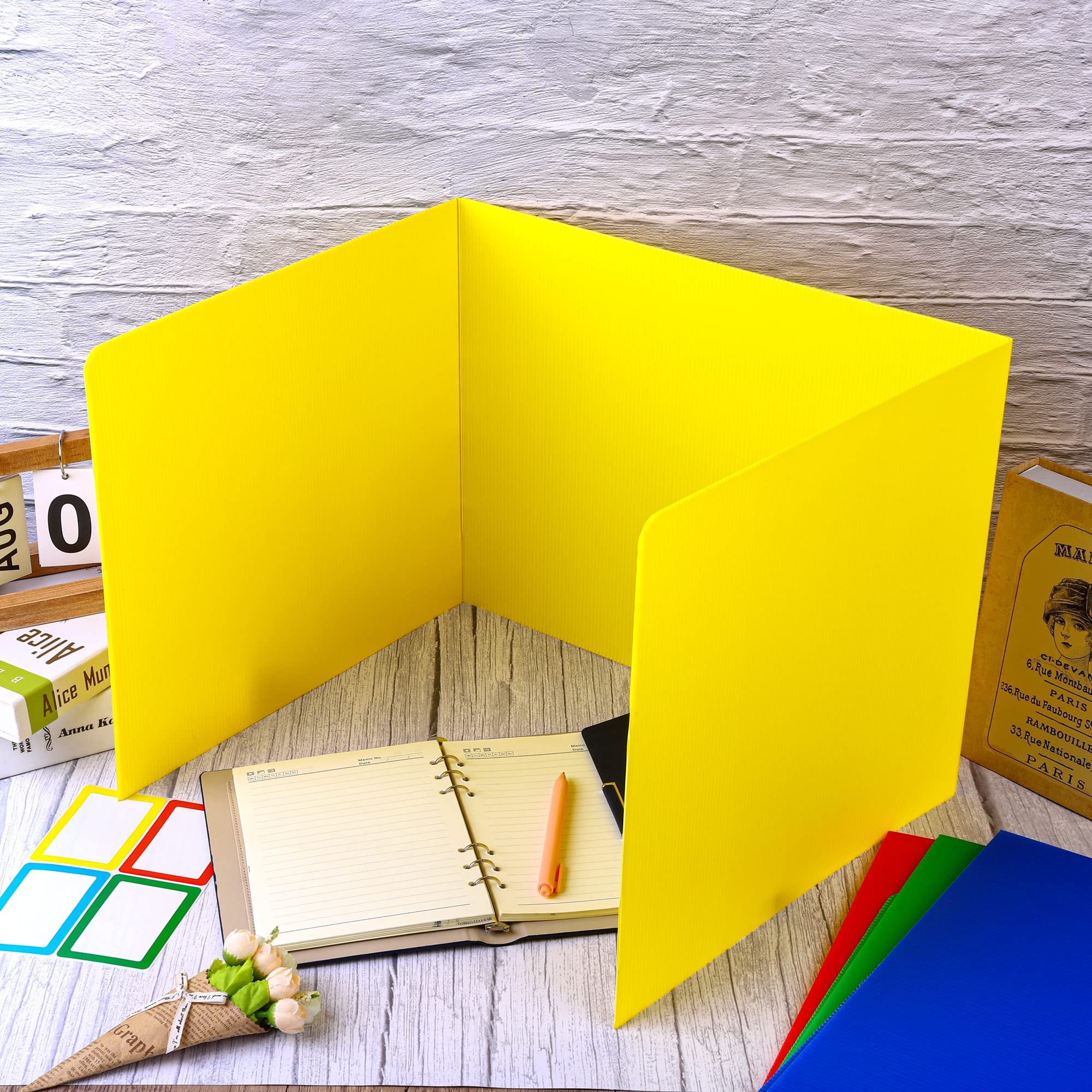 Aodaer 36 Pack Plastic Privacy Shields for Student Classroom Privacy Folders for Desks with Colorful Name Labels Classroom Privacy Boards Desk Dividers for Students Classroom Must Haves