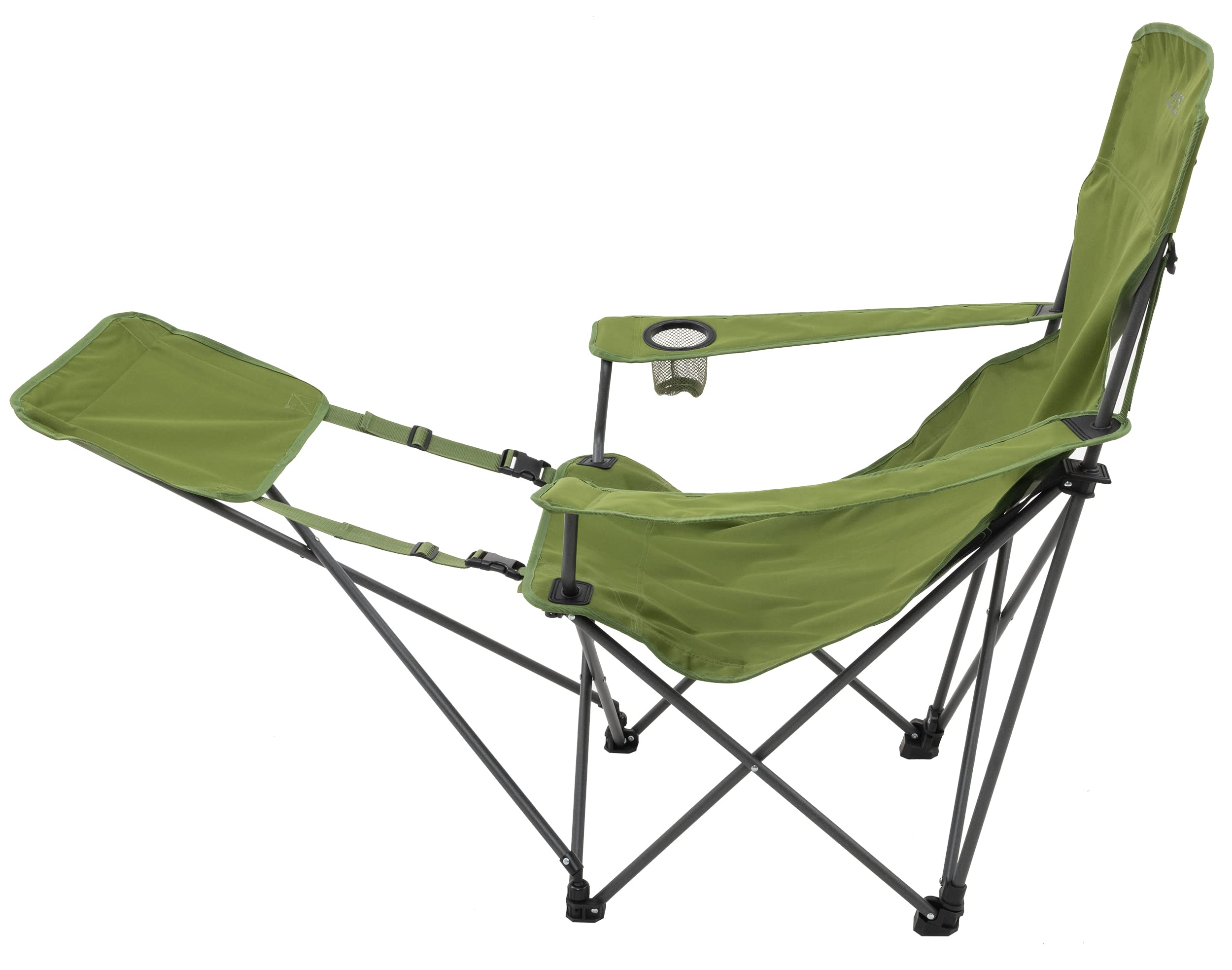ALPS Mountaineering Escape Lounge Camping Chairs for Adults with Footrest and Adjustable Armrests, Sturdy Steel Frame, Compact Foldable Design, and Carry Bag, Gray/Blue