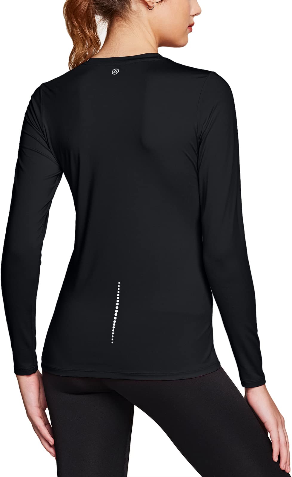 ATHLIO Women's UPF 50+ Long Sleeve Workout Shirts, UV Sun Protection Running Shirt, Dry Fit Athletic Tops, V Neck 2pack Navy/Charcoal, Large