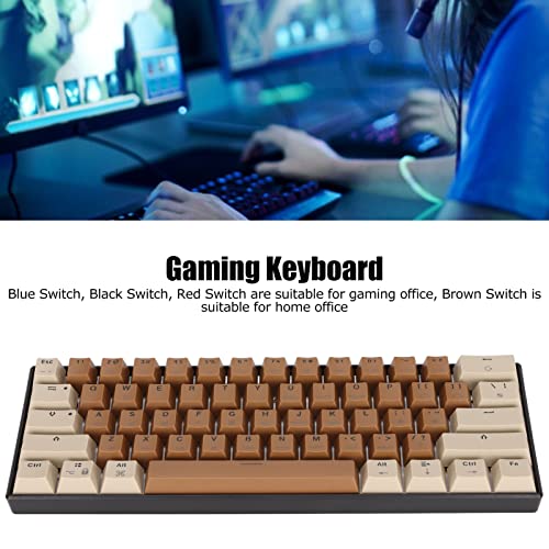 Garsentx 61 Keys Mechanical Gaming Keyboard with Mixing RGB Light, Tea Brown Patchwork Color USB C Ergonomic Keyboard Compatible with Win 2000/ME/XP/Vista/7/OS/8/10(Black Shaft)