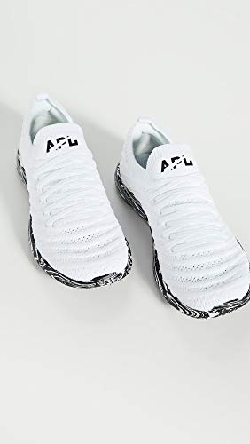 APL: Athletic Propulsion Labs Women's Techloom Wave Sneakers, White/Black/Marble, 9.5 Medium US