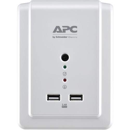 APC Wall Outlet Plug Extender, Surge Protector with USB Ports, P6WU2, (6) AC Multi Plug Outlet, 1080 Joule Surge Protection White