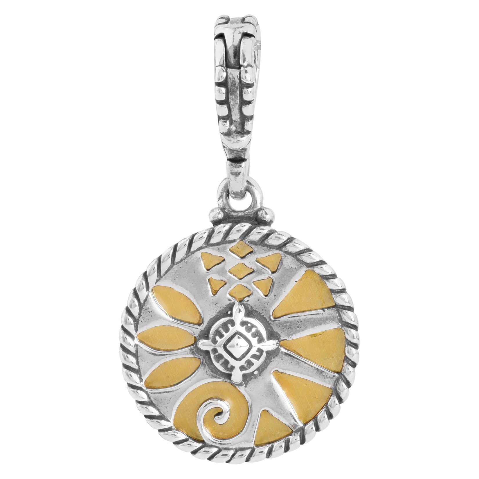 American West Sterling Silver Gold Mother of Pearl & Turquoise Gemstone Evil Eye Charm Pendant