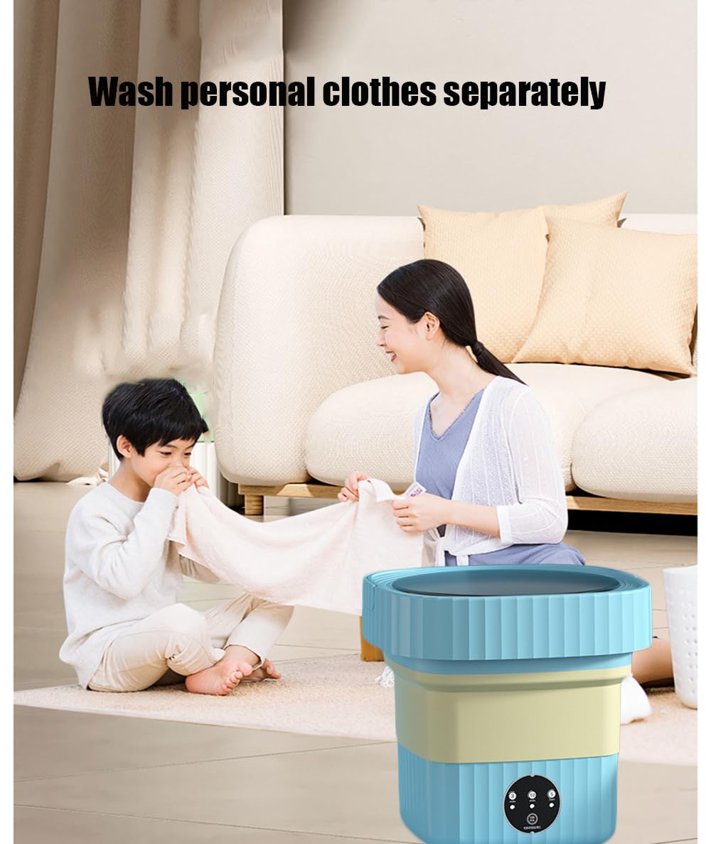Portable Washing Machine, Foldable Mini Washing Machine, Small Washing Machine for Underwear, Baby Clothes, or Small Items, Suitable for Apartments, Dormitories, Camping, Travel (6 Liters),Blue