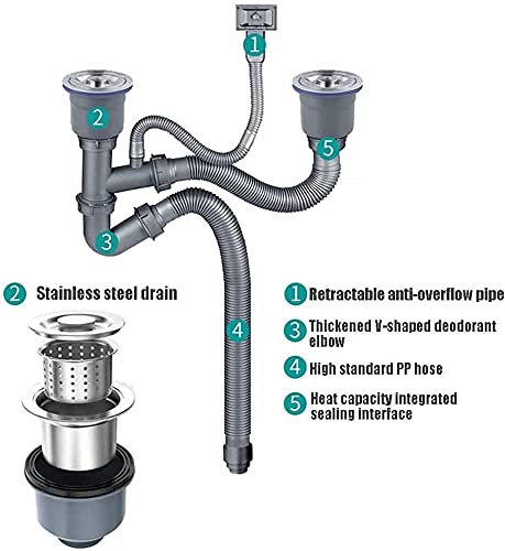 YOtat Stainless Steel Sink Sink Set, Kitchen Taichung, Undercounter Basin, Sink, Sink, Double-Bath Composite Practical Sink, Anti-Scratch Sink
