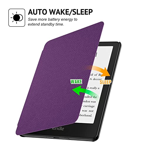 Ayotu Case for 6.8" Kindle Paperwhite 11th Generation 2021 and Kindle Paperwhite Signature Edition, PU Leather Cover with Auto Sleep/Wake, Only Fit Kindle Paperwhite 2021, Purple