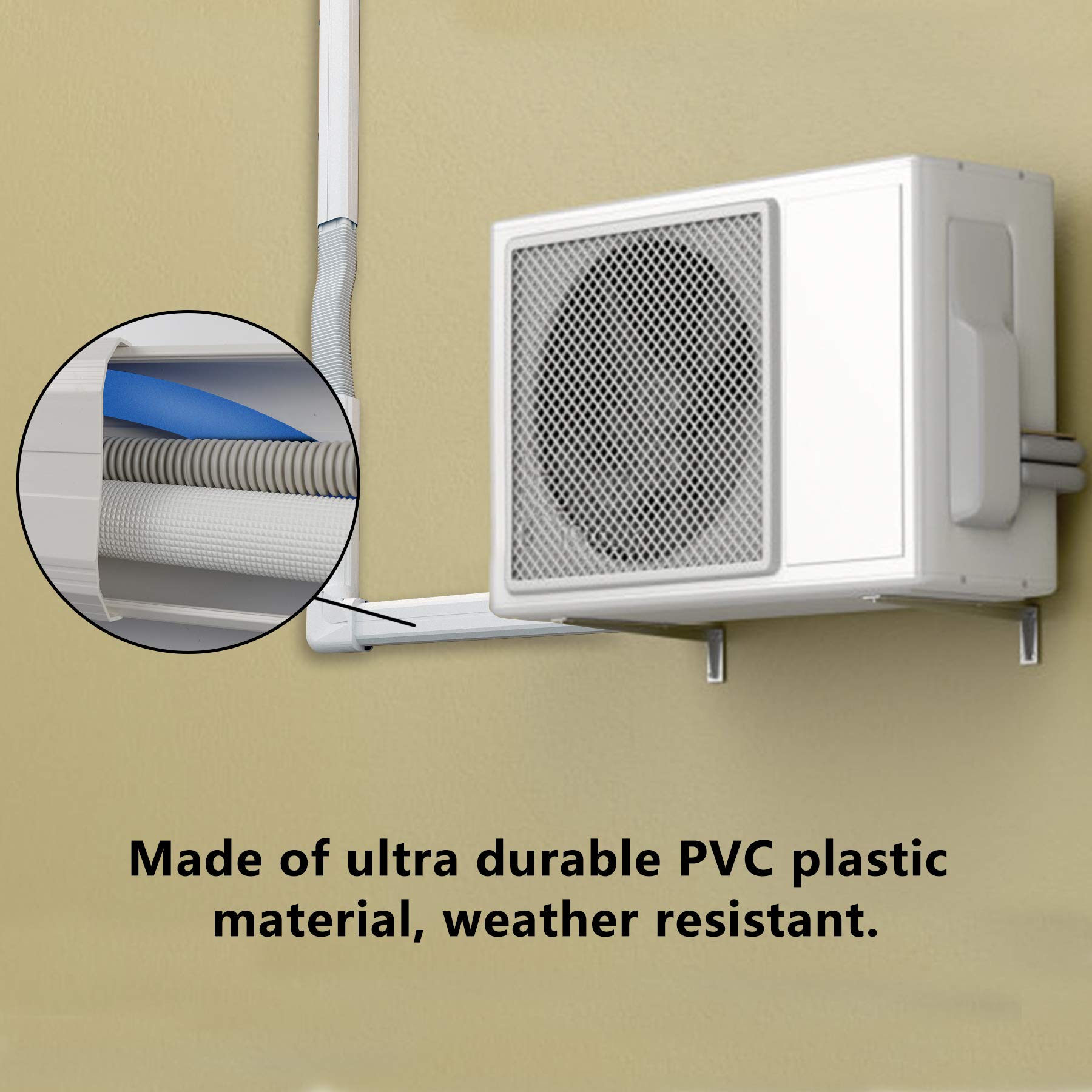 GCGOODS 4in 16.5ft Decorative PVC Line Cover Kit for Ductless Mini Split Air Conditioners, Central AC and Heat Pumps
