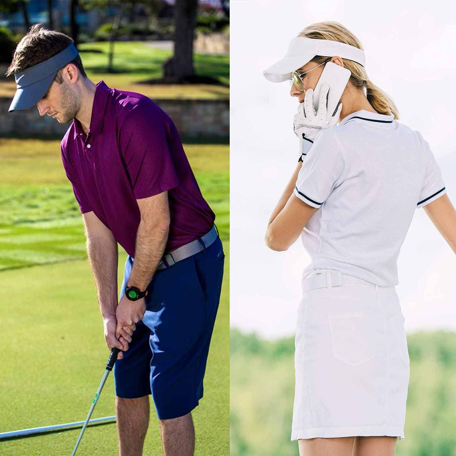 AZJ Sun Visor Hats for Women Men Adjustable UV Protection Outdoor Sports Golf Running Sun Caps 4 Pack(Black,White,Pink,Leopard)