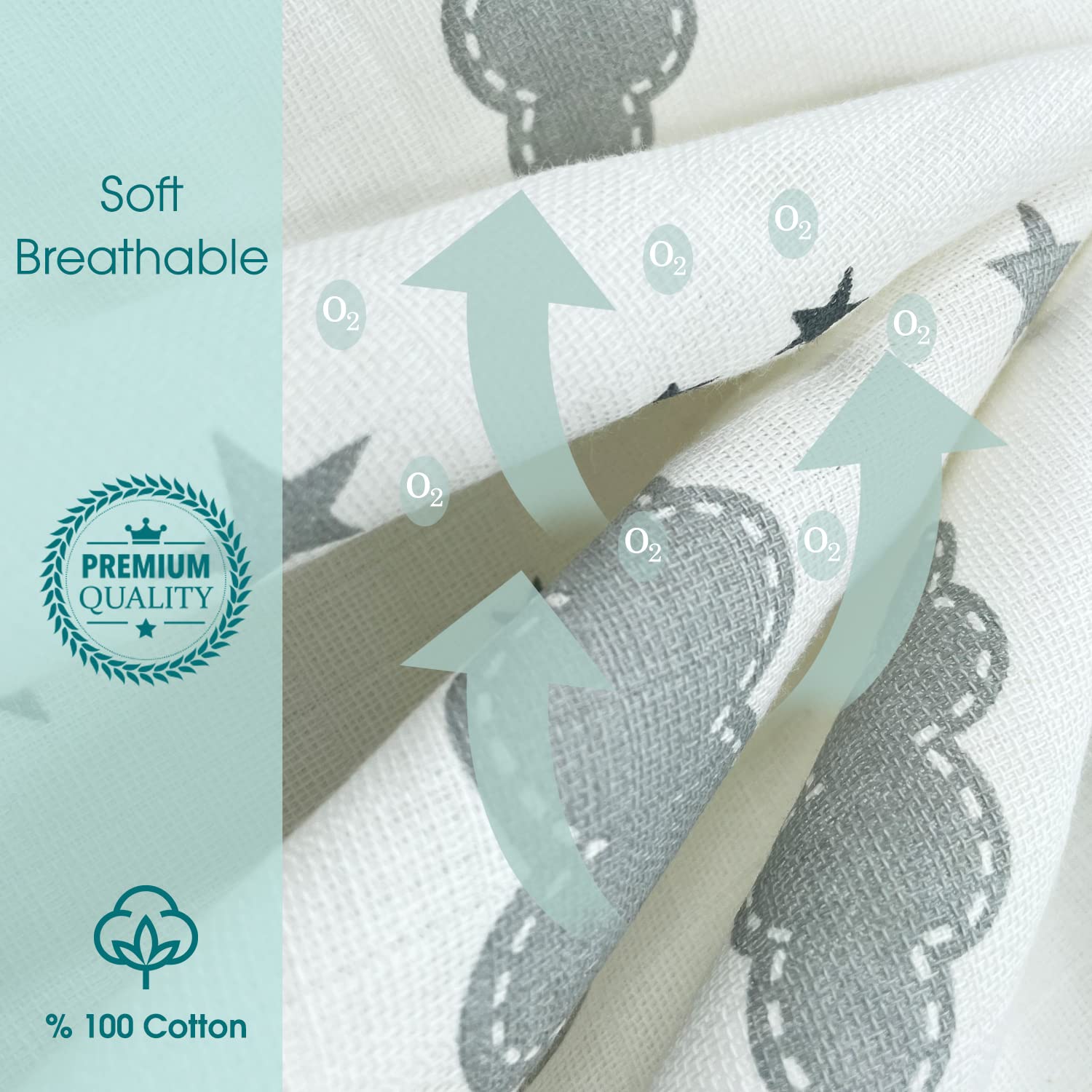 Barida Soft Muslin Swaddle Blankets, Infant Wearable Swaddling Set Skin Friendly Lightweight Ideal Gift Extra Large Wrap (Stars)