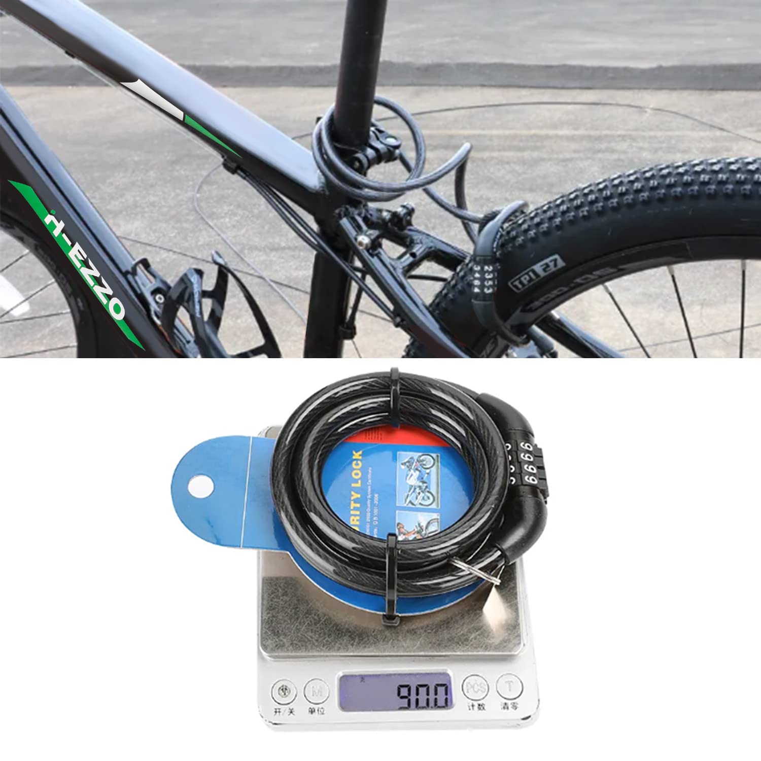 Bike Lock, 4 Feet Combination Bicycle Lock Cable High Security 4 Digit Resettable Combination Coiling Bicycle Lock (Black)