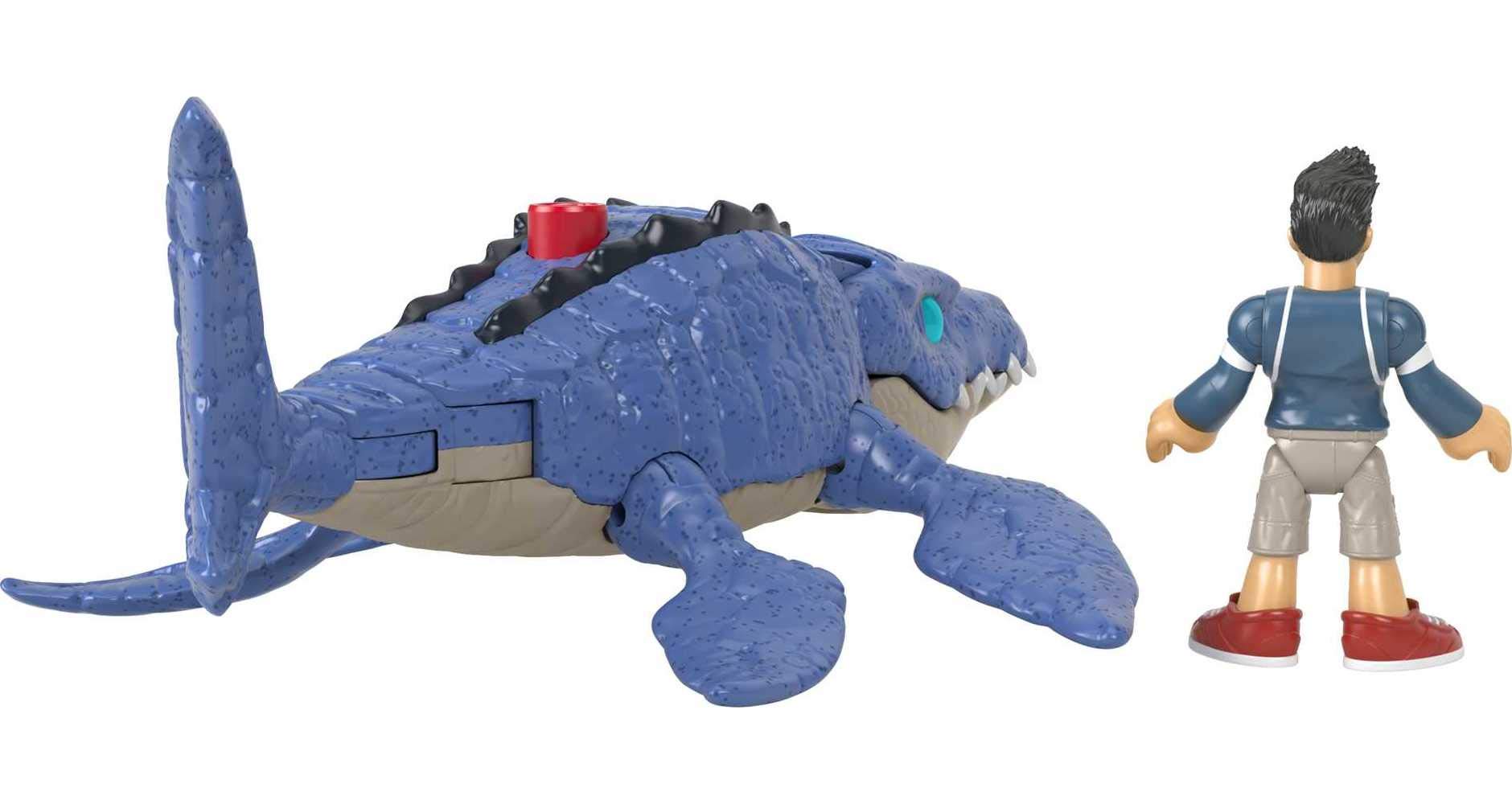 Fisher-Price Imaginext Jurassic World Dinosaur Toy Camp Cretaceous Mosasaurus & Kenji Figure Set for Pretend Play Kids Ages 3+ Years