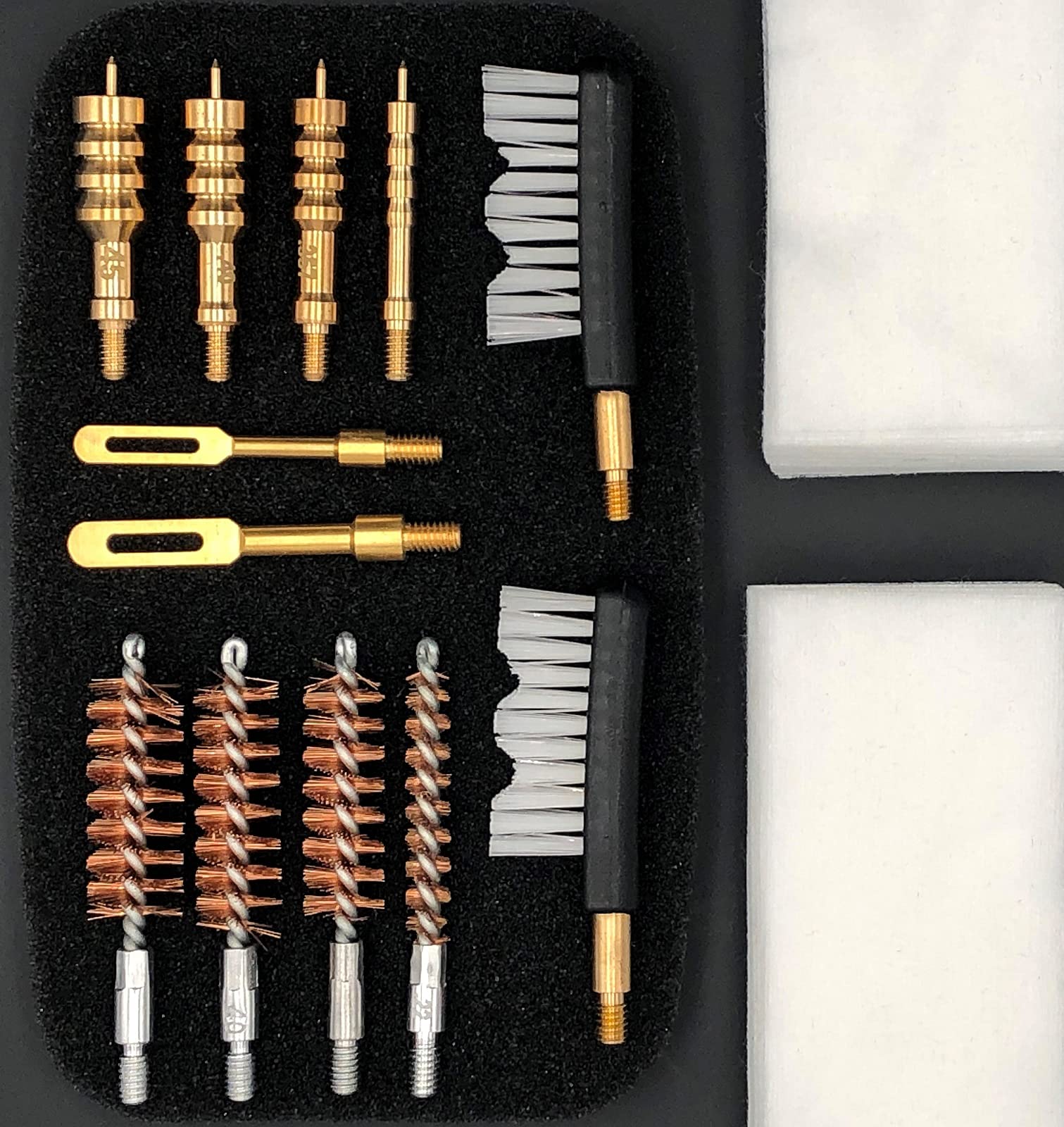 APCHYWELL 18 PCS Handgun Cleaning Kit for.22 .9mm/.357/.38/ .40 .45 Caliber Pistol with Bronze Bore Brush, Brass Jag Adapter, Empty Bottle, Nylon Brushes