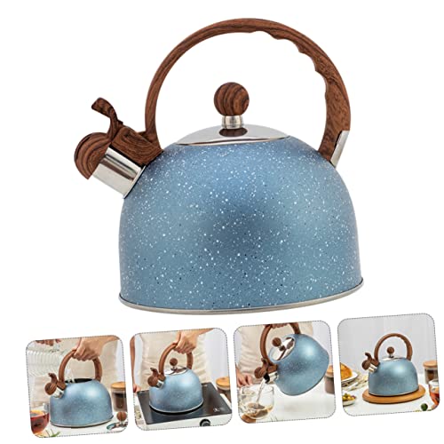 Amosfun 1pc Heating Kettle sound pot vocalize teapot honk Whistle Teakettle plastic Kettle European style Whistling Tea Kettle White dot whistle Stainless steel kettle Teakettle for Home