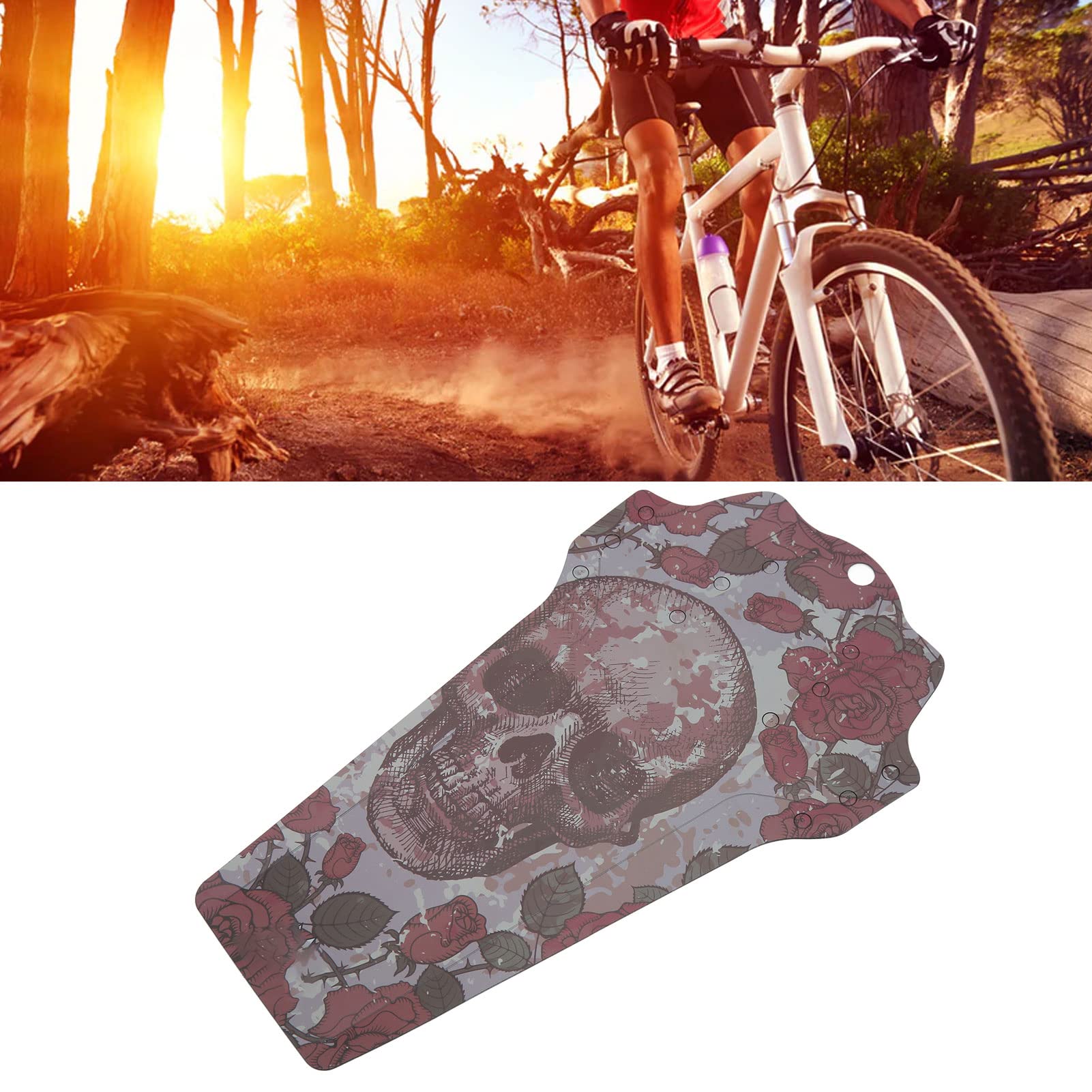 Bike Mudguard, Front and Rear Bike Mud Guard Universal Colorful Fenders with 4 Fixing Straps for Road Bike(Skull)