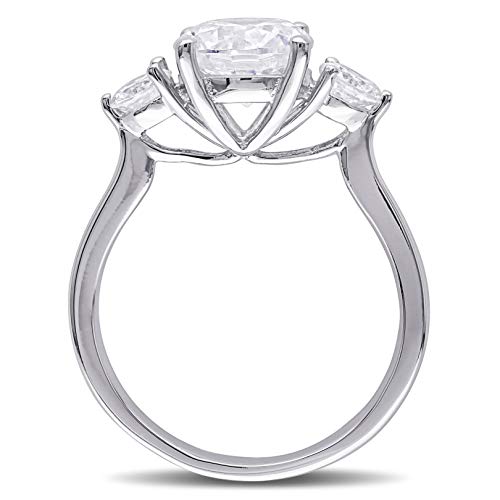 Abbie+Cleo 4 1/3 CT TGW Women's Cubic Zirconia 3 Stone Engagement Ring - Anillo de Mujer - 925 Sterling Silver - Statement Ring (Round Shape - Size 9)
