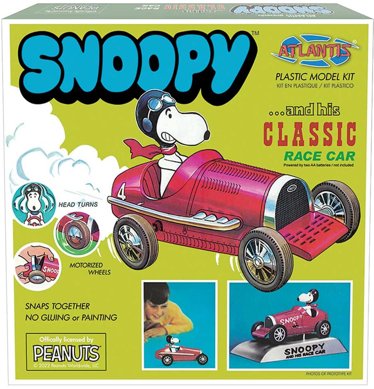 Atlantis Snoopy and his Classic Race Car Motorized Snap Model Kit