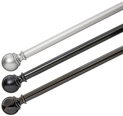 Amazon Basics 1-Inch Curtain Rod with Round Finials, 36 - 72 Inches, Nickel - Pack of 2