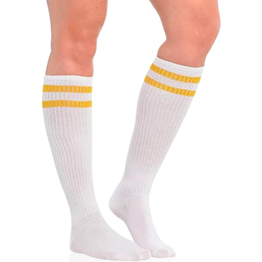 Amscan Striped Knee High Socks-2 Pcs, One Size, Gold