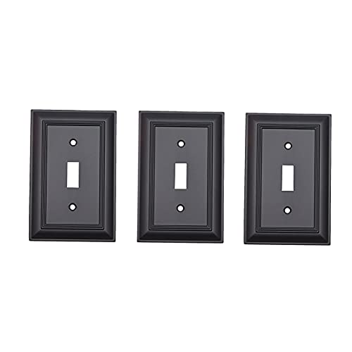 Amazon Basics Decorative Single Toggle Wall Plate - 3-Pack, Flat Black