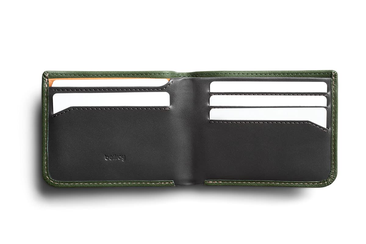 Bellroy Hide & Seek, slim leather wallet, RFID editions available (Max. 12 cards and cash) - Rangergreen
