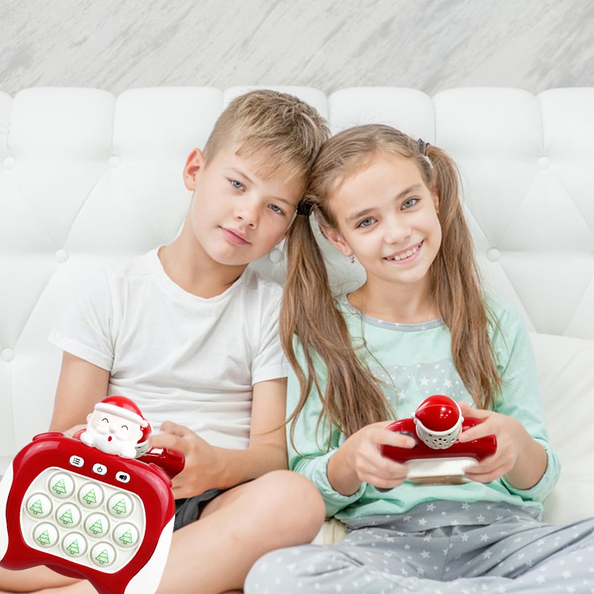 Anditoy Christmas Pop Quick Push Game, Handheld Light up Bubble Fidget Game Toy for Kids Boys Girls Teens Christmas Stocking Stuffers Gifts