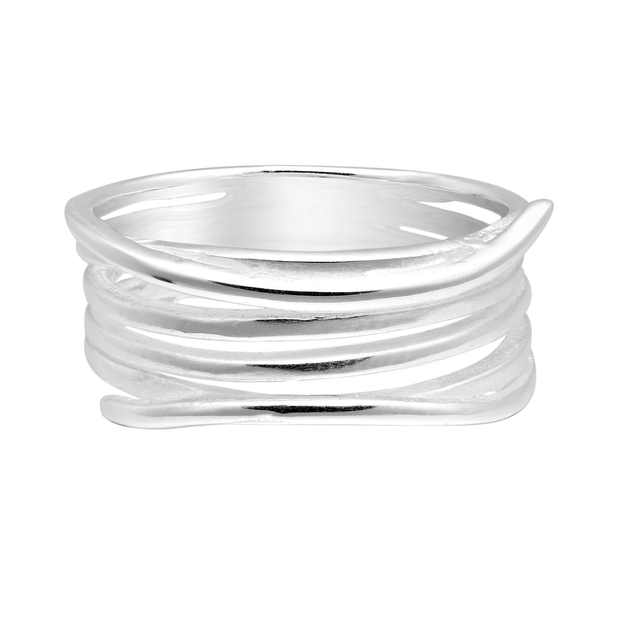AeraVida Modern Endless Waves Wrap .925 Sterling Silver Ring (7)