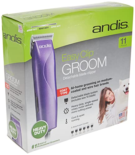 Andis EasyClip Pro-Animal 11-Piece Detachable Blade Clipper Kit in Frustration Free Packaging, Pet Grooming, MBG-2 (65785)