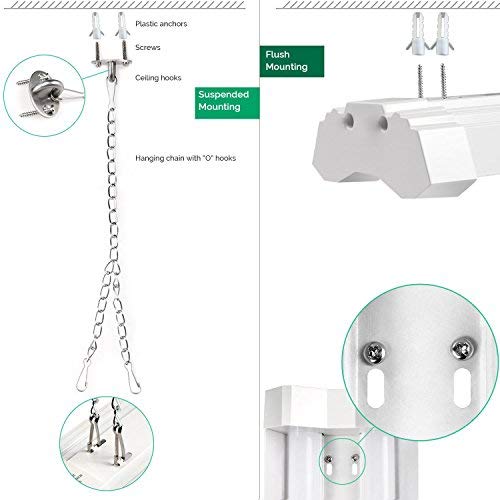 ANTLUX 8FT LED Shop Light for Garage, 72W 8000LM, 5000K, 8 Foot Ceiling Light Fixtures, Plug in, Fluorescent Replacement for Workshop Warehouse Basement, Hanging Lighting with on/Off Pull Chain