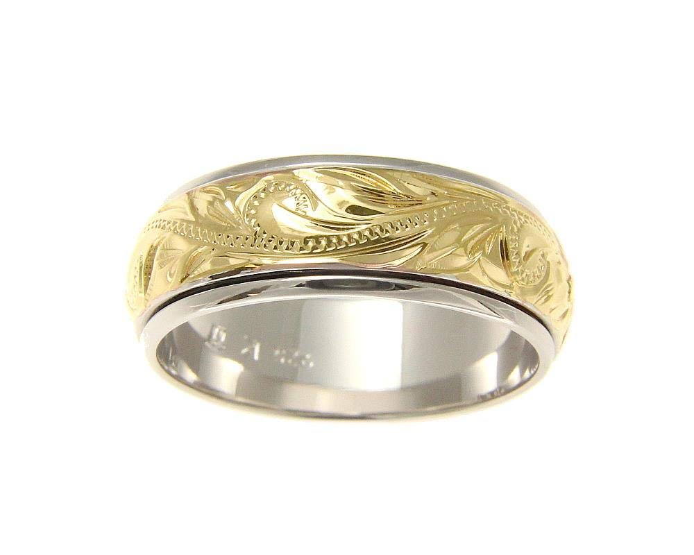 Arthur's Jewelry 925 sterling silver Hawaiian plumeria scroll yellow gold plated 2 tone spin ring size 9