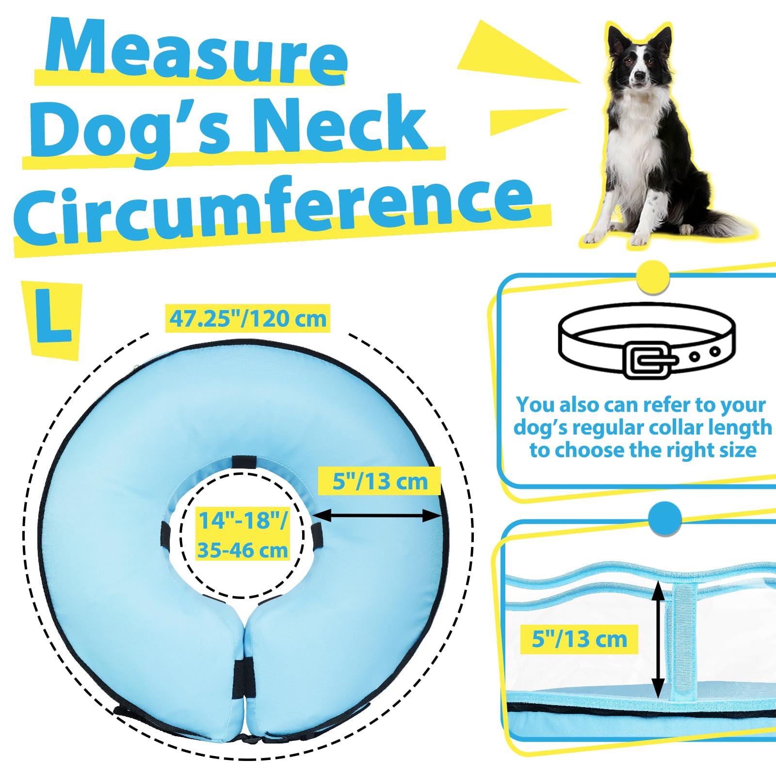 BARKLESS Dog Cone Collar, Dog Donut Collar After Surgery to Stop Licking, Inflatable Dog Cone with Sturdy Shield for Large Medium Dogs, Cone of Shame Alternatives Not Block Vision