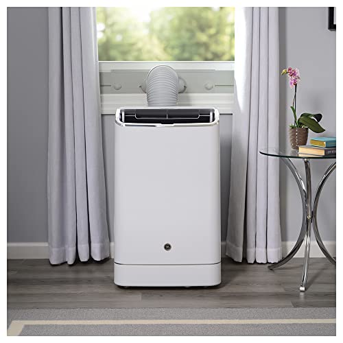 GE 14,000 BTU Portable Air Conditioner for Medium Rooms up to 550 sq ft. (9,850 BTU SACC), 3-in-1 with Dehumidify, Fan, and Auto Evaporation, Included Window Installation Kit
