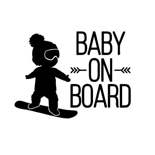 Baby On Board Future Snow Boarder Decal Vinyl Sticker Auto Car Truck Wall Laptop 6" Tall - Black Color